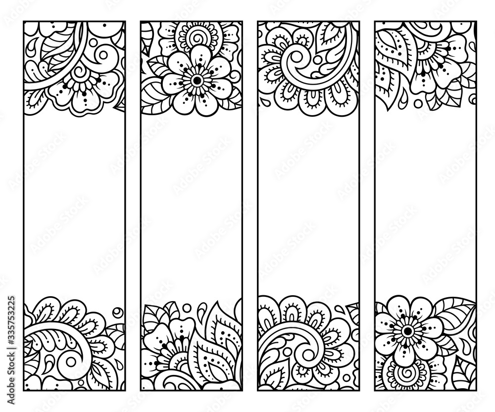 Printable bookmark for book - coloring. Set of black and white labels ...