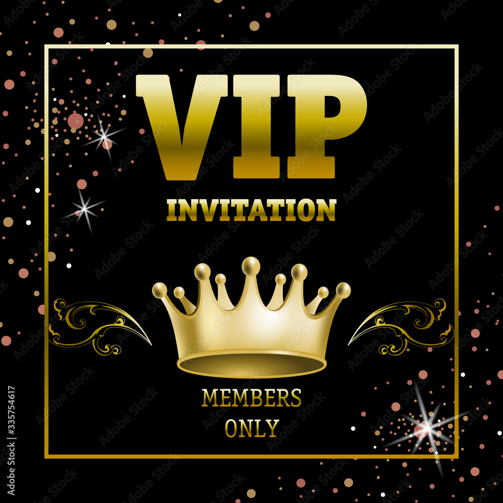 VIP invitation members only banner design in golden frame. Creative ...