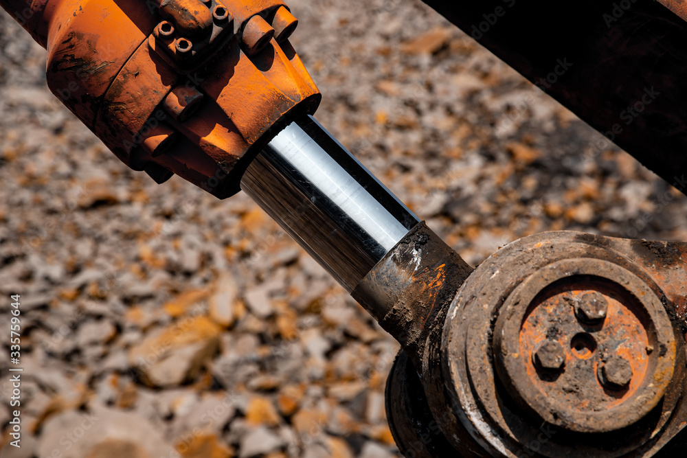 Pneumatic piston for machinery technology. Concept machine for lifting ...