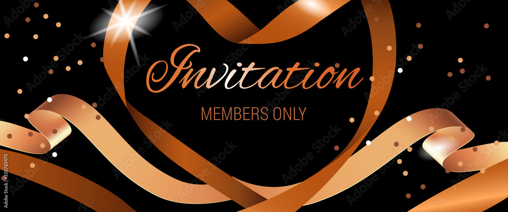 Invitation members only lettering. Calligraphic text with swirl ...