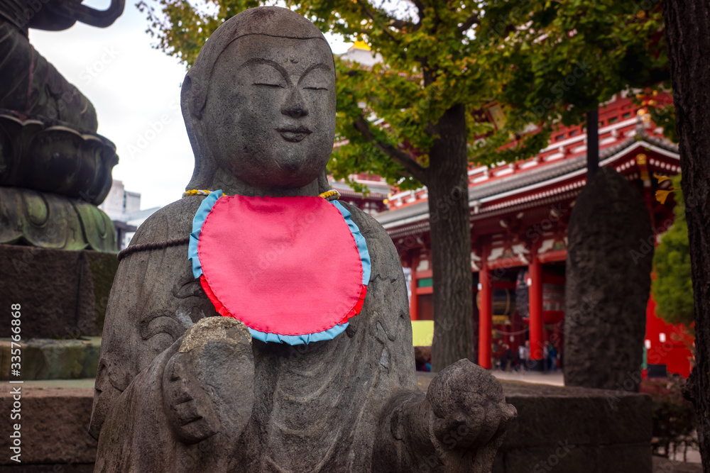 Japan. Buddhist statue in Tokyo. Statue on the territory of a Buddhist ...