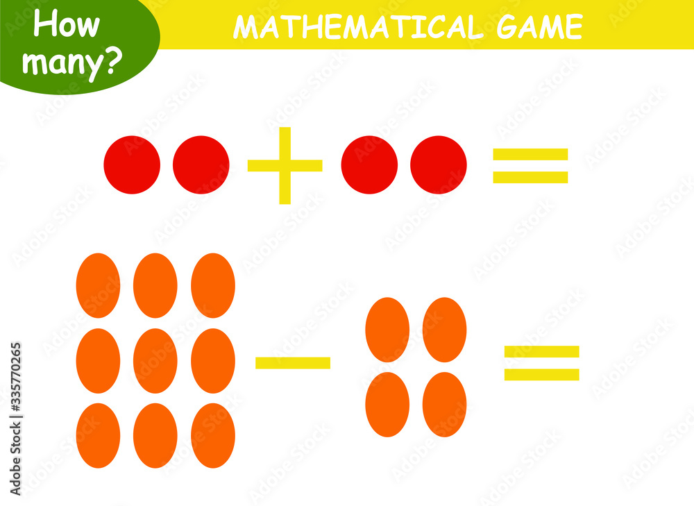 examples of addition and subtraction with geometric shapes. educational ...