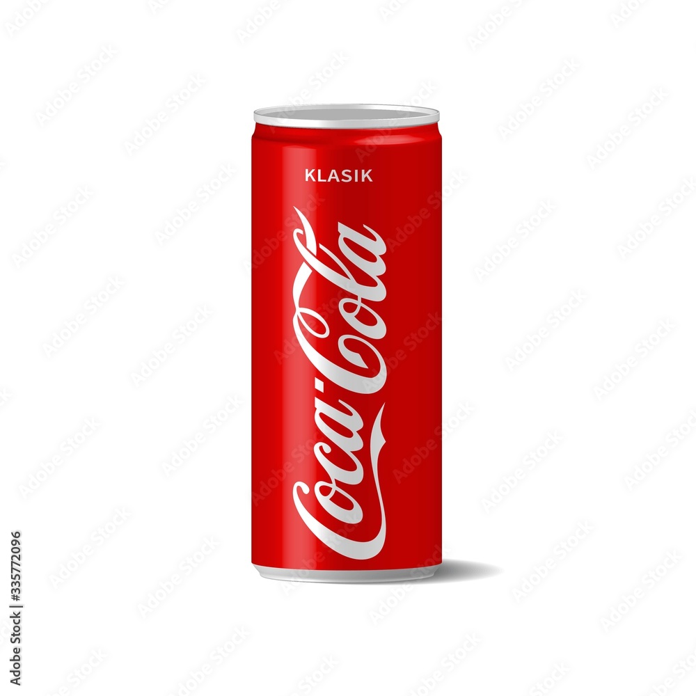 Vector illustration of classic coca-cola can isolated on white ...