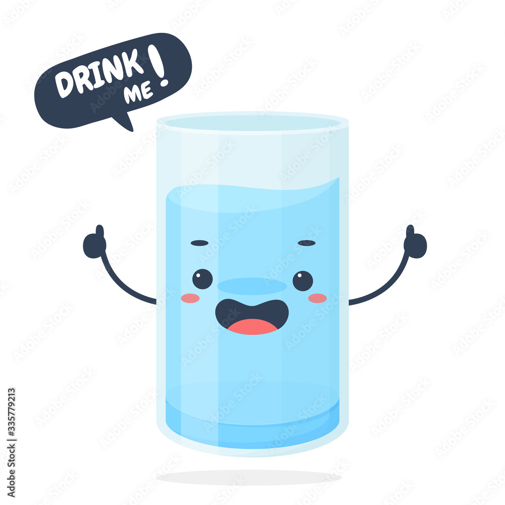 Cartoon Glass Vector With a full glass of water Hold my thumb and ...