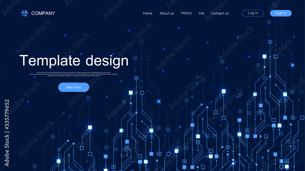 Landing page tech background with abstract circuit board textures ...
