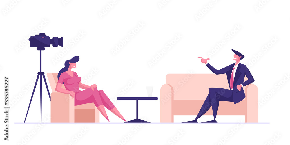 Live News or Finance Show Broadcasting in Production Studio Concept ...