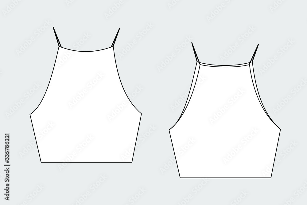 Female tank top vector template isolated on a grey background. Front ...