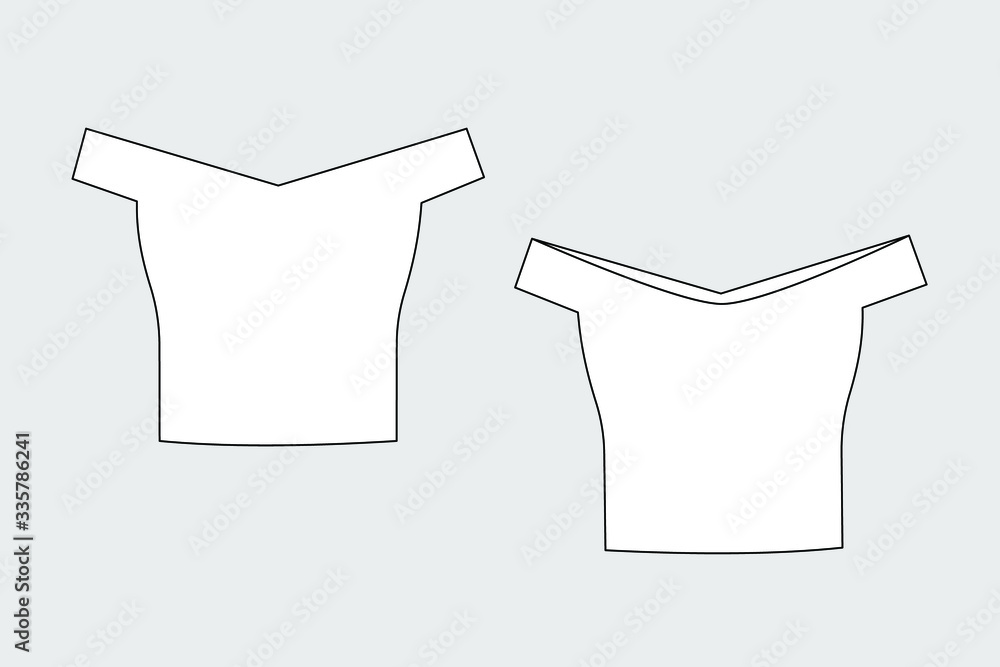 Female crop top vector template isolated on a grey background. Front ...