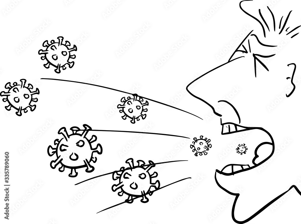 vector drawing of person coughing and sneezing coronavirus Stock Vector ...
