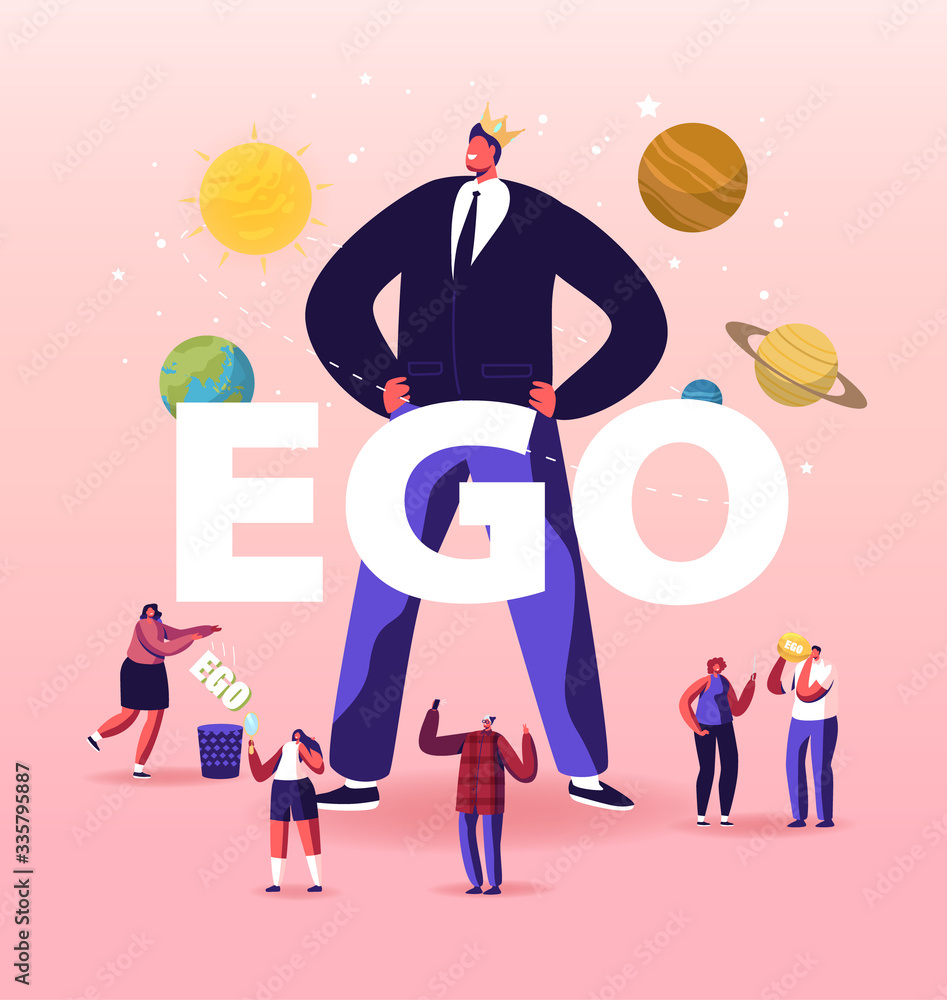 Ego, Narcissistic Self Love Behavior Concept. People Characters around ...