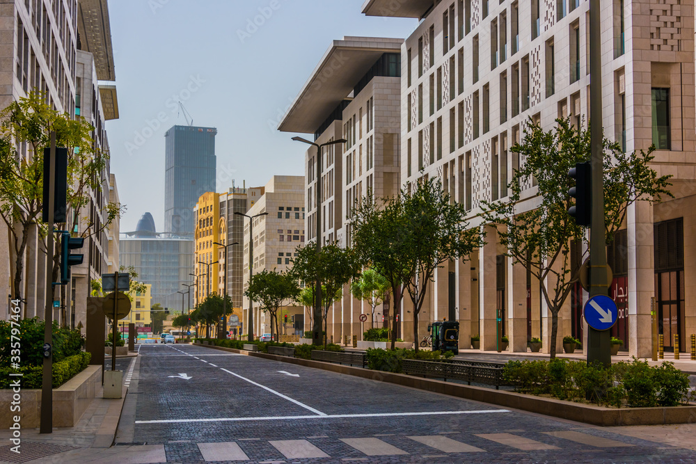 Modern architecture of Msheireb Downtown in Doha, Qatar Stock Photo ...