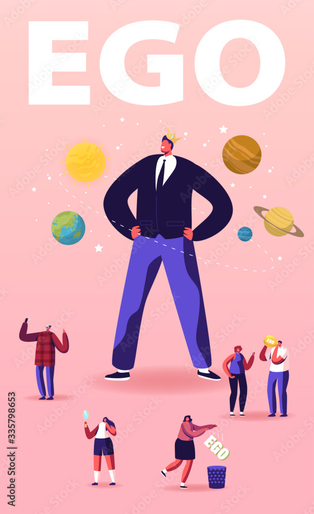 Ego, Narcissistic Self Love Behavior Concept. People Characters around ...