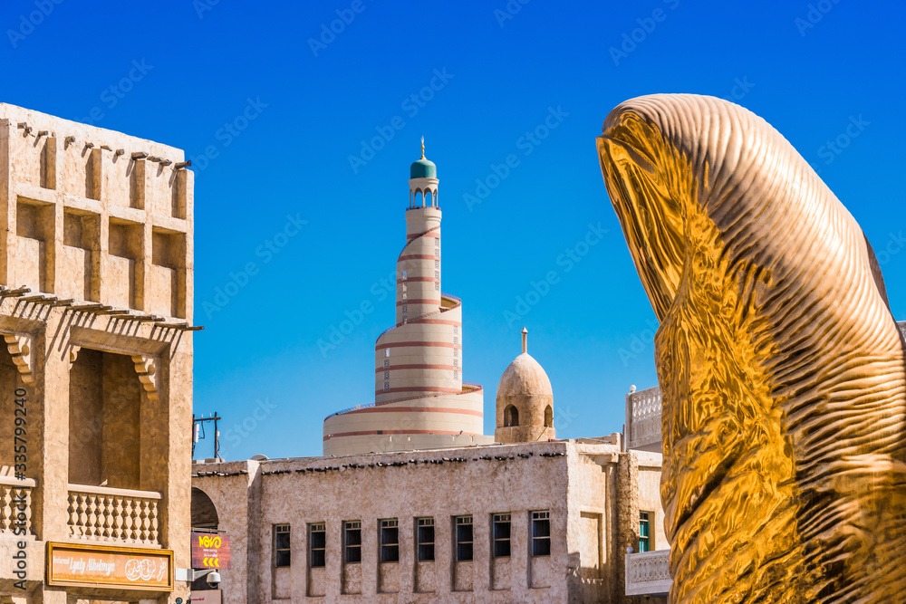Architecture of Souq Waqif, touristic destination in Doha, Qatar Stock ...