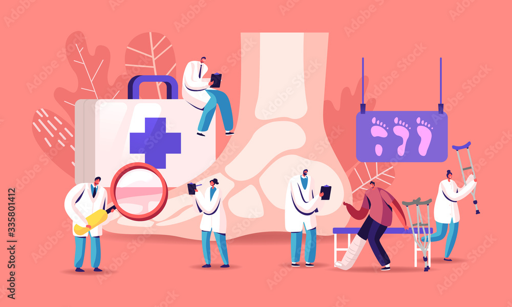 Podiatry Concept. Doctor Podiatrist Character Examine Foot, Ankle and ...