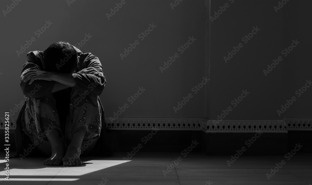 Photo & Art Print Sunlight and shadow on surface of hopeless man ...