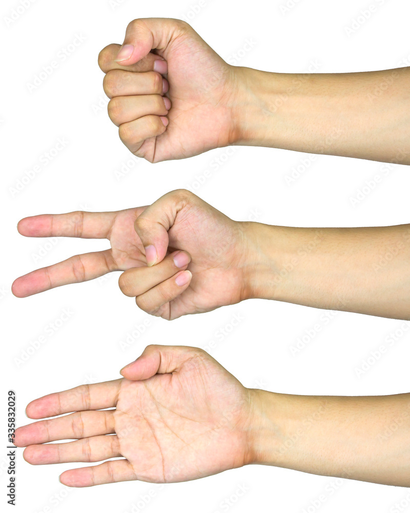 Male hand gesture and sign collection isolated on white background ...