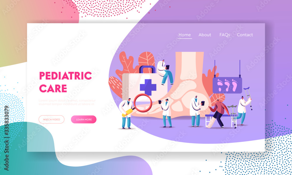 Podiatry Landing Page Template. Doctors Podiatrists Character Examine ...