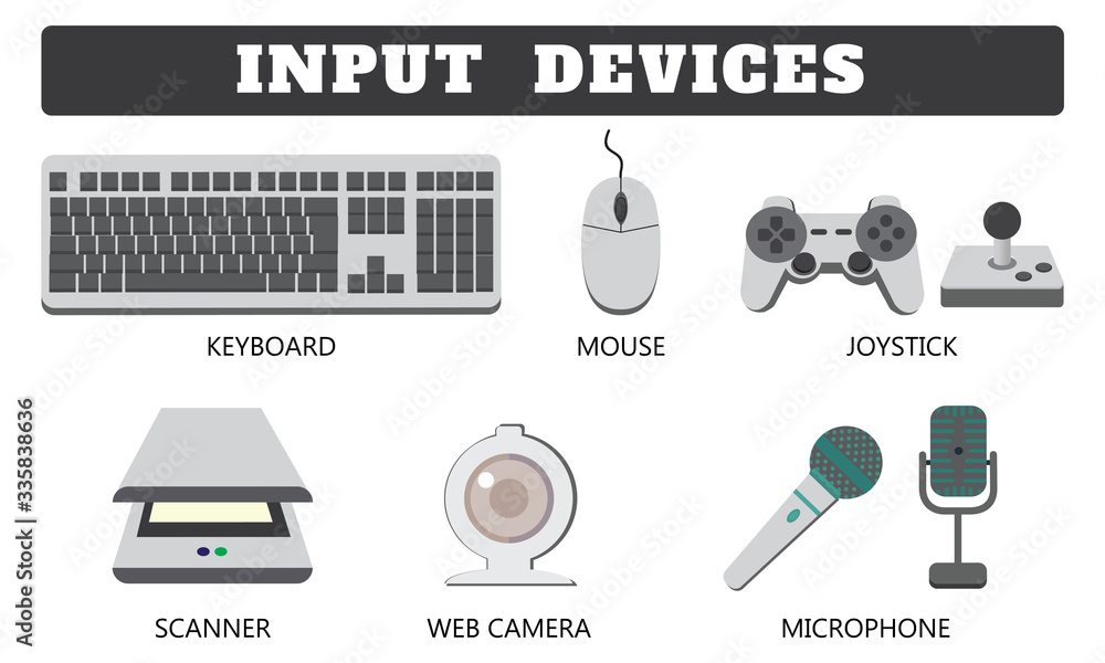 Input Device collection on white background drawing by Illustration ...
