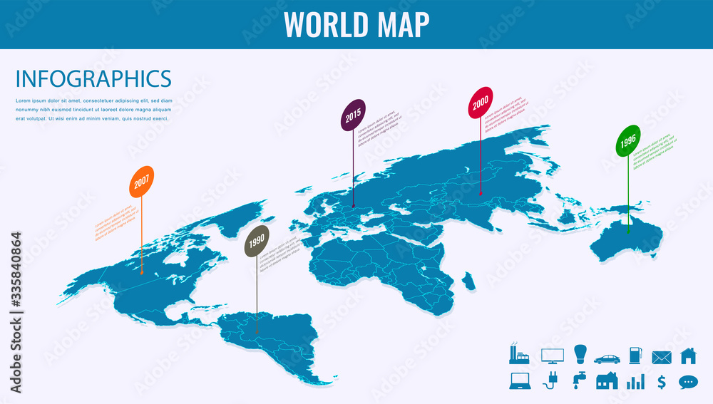 World map infographic template. 3d isometric. Vector Stock Vector ...
