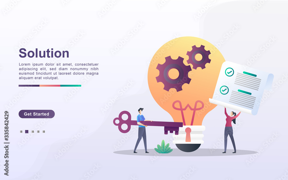 Solution concept. Men and women have solutions for business. Working ...