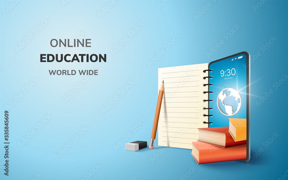 Digital Online Education Application learning world wide on phone ...
