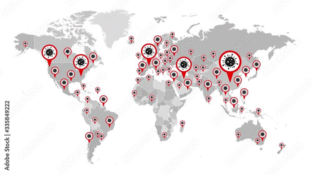 Coronavirus COVID-19 Map Spreading. Pandemic World Map. Virus Infection ...