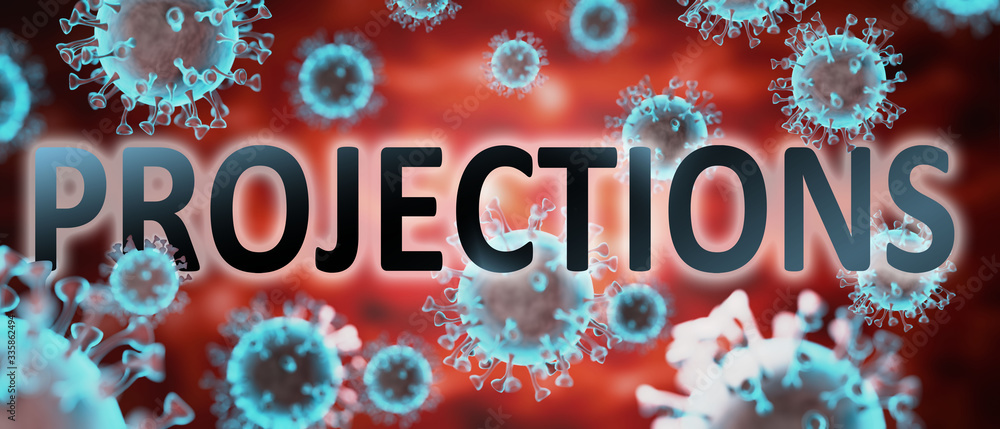 covid and projections, pictured by word projections and viruses to ...