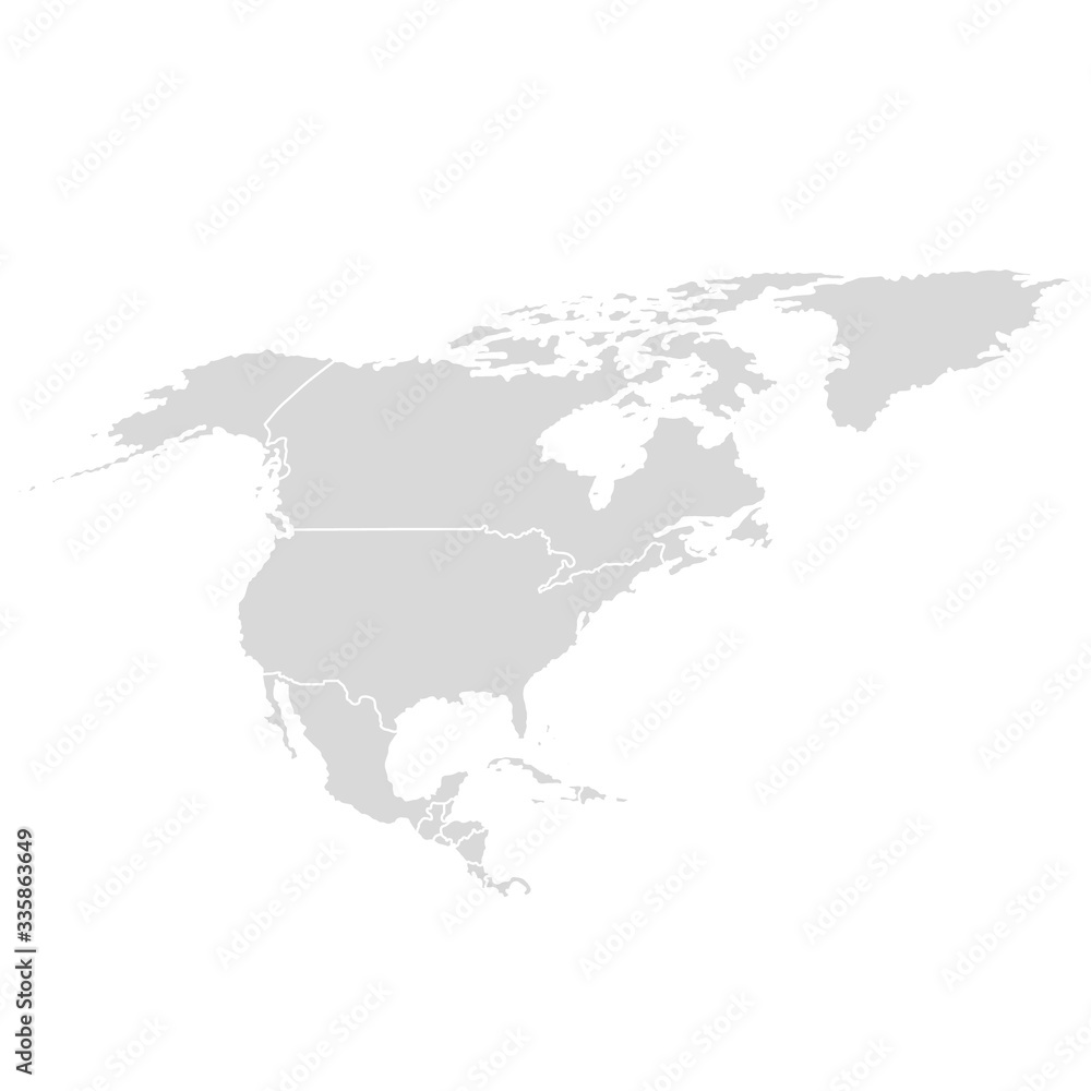 North America vector map. Usa canada mexico world map icon, american ...