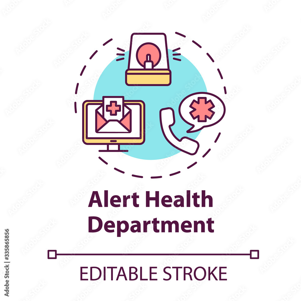 Alert health department concept icon. Warn hospital. Health care ...