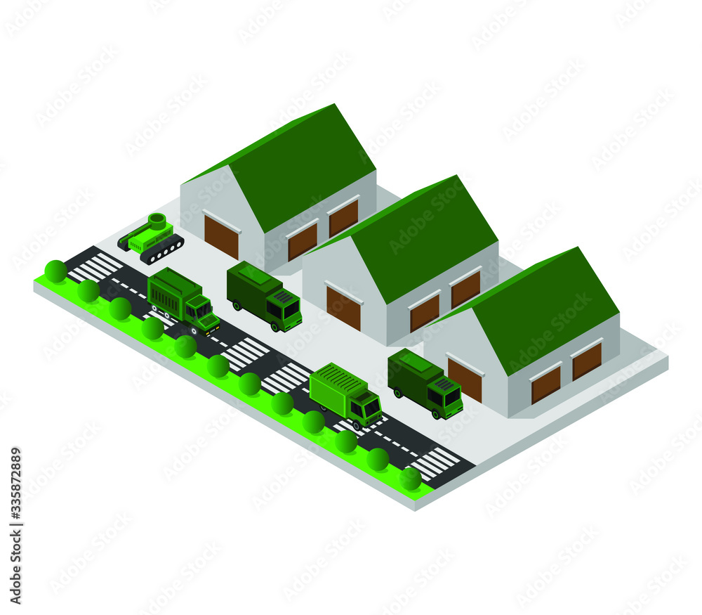 isometric military barracks Stock Vector | Adobe Stock