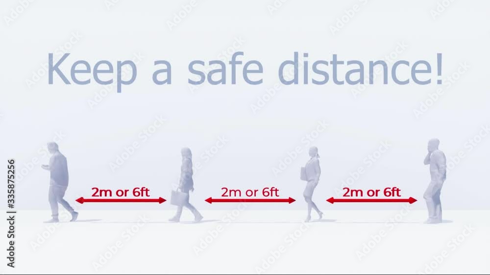 Abstract unrecognizable people walking in line keep safe distance in ...