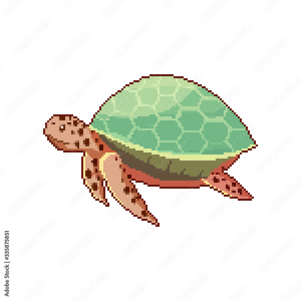Pixel turtle. Pixel art 8 bit Stock Vector | Adobe Stock