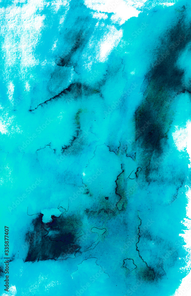Abstract blue background. Hand-drawn texture in watercolor, gouache ...