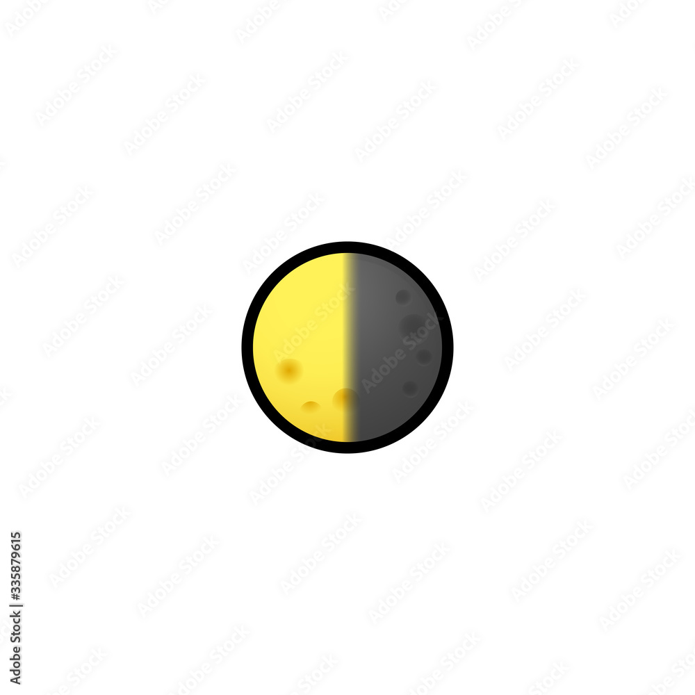 Last Quarter, Half Moon Isolated Realistic Vector Icon. Moon Cycle ...