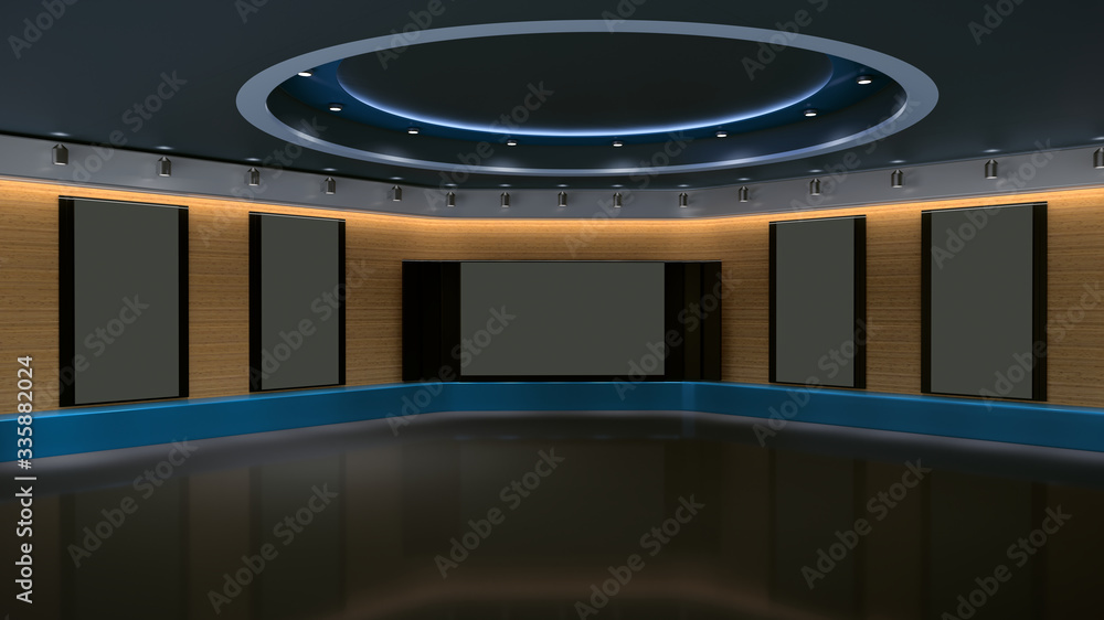 Virtual 3D Studio with vertical screens Stock Illustration | Adobe Stock