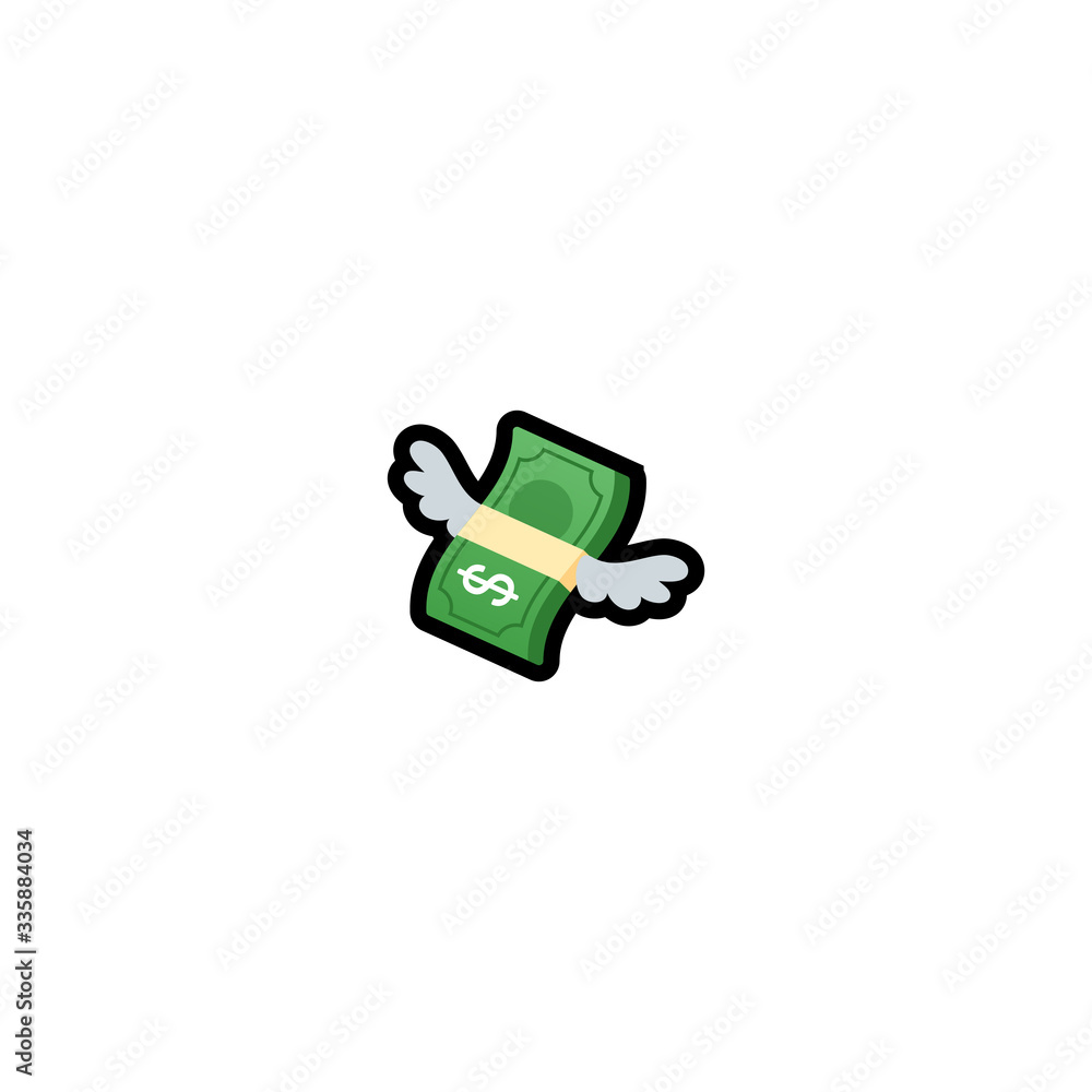 Money with Wings Isolated Realistic Vector Icon. Dollar Illustration ...