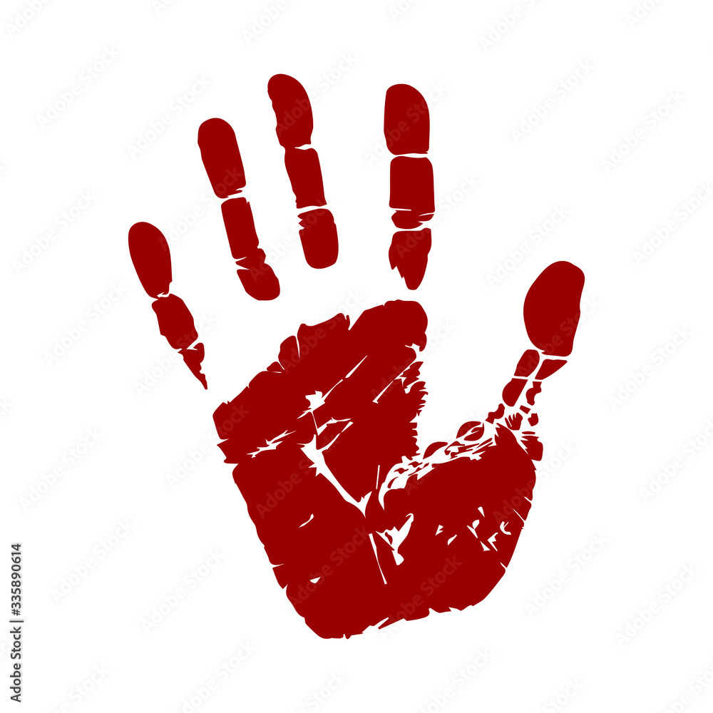 Handprint vector illustration. Human palm and fingers. Stop sign. Image ...