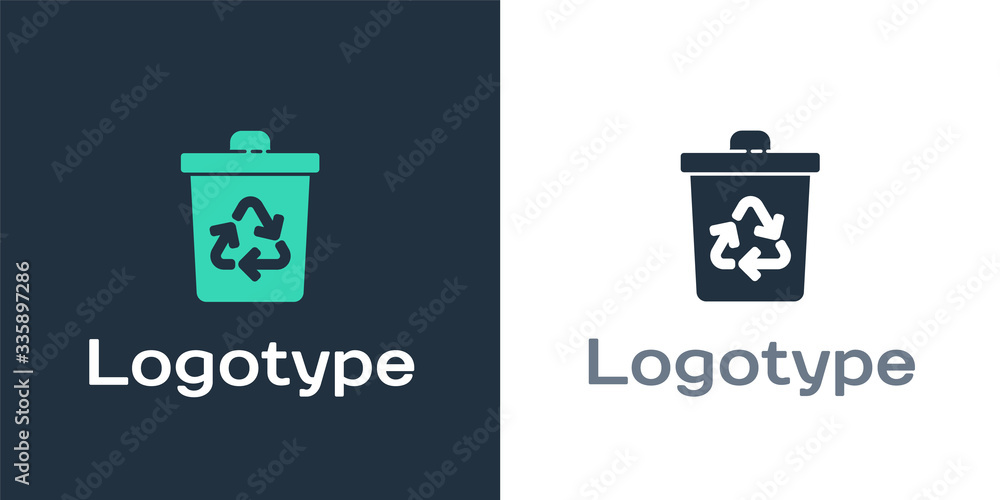 Logotype Recycle bin with recycle symbol icon isolated on white ...