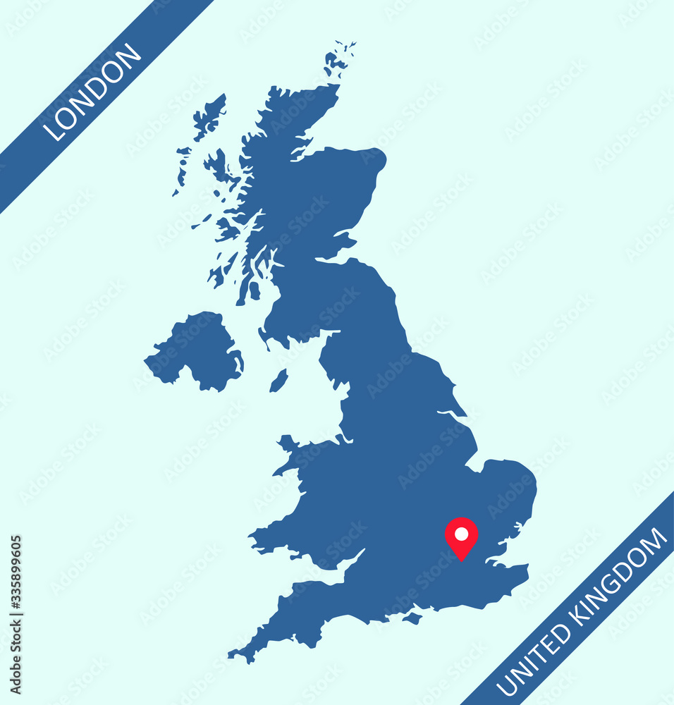 United Kingdom map with capital location London Stock Vector | Adobe Stock