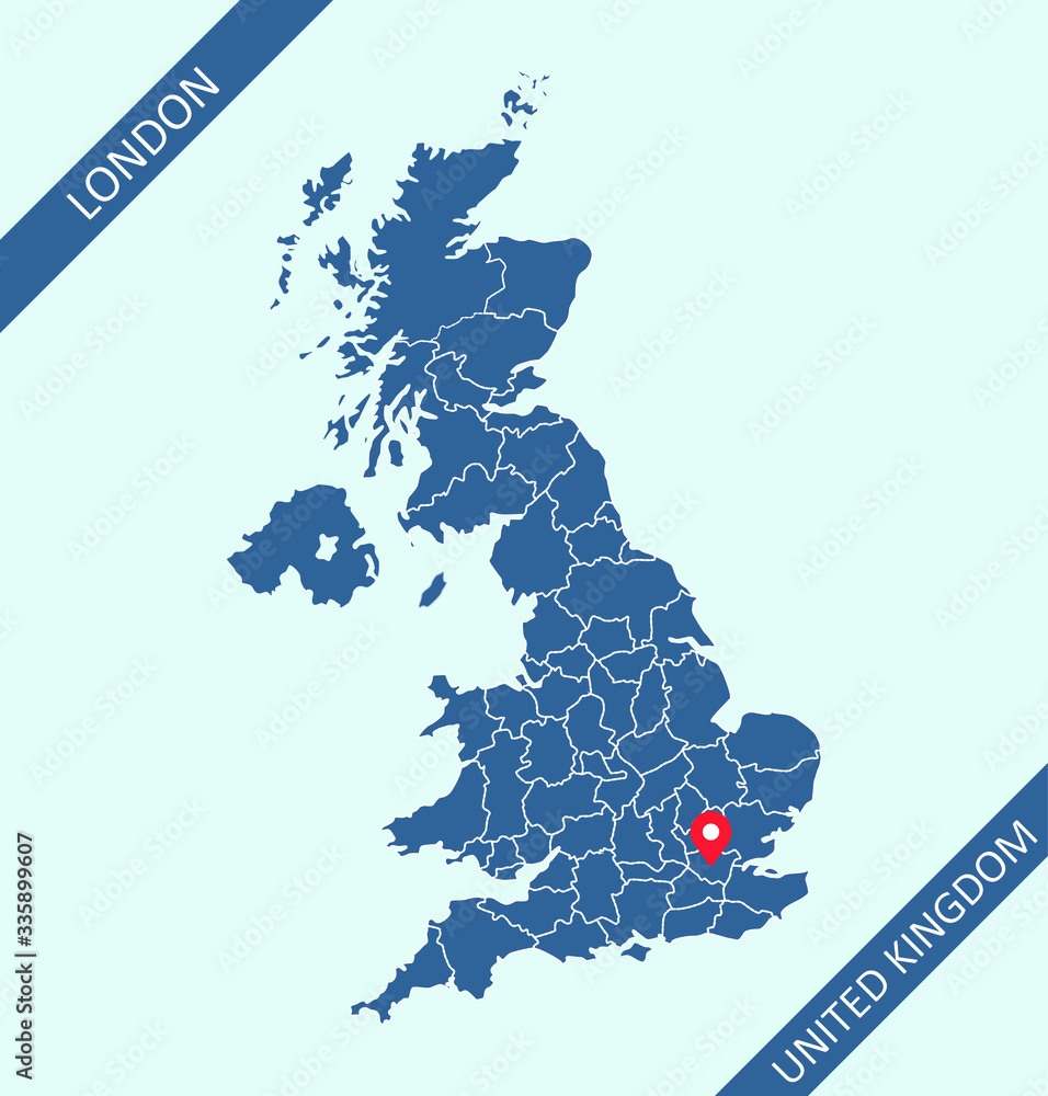 Map of UK with capital location London Stock Vector | Adobe Stock