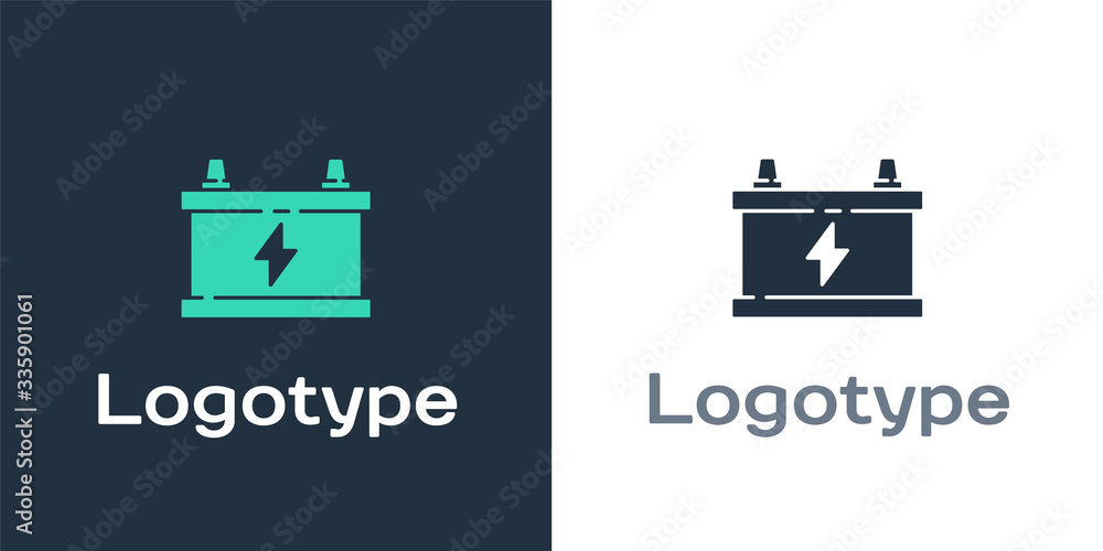 Logotype Car battery icon isolated on white background. Accumulator ...