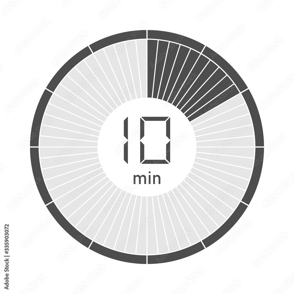 The 10 minutes, stopwatch icon, digital timer. Vector illustration ...