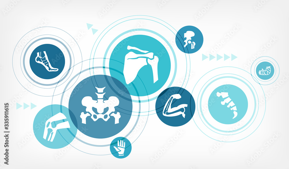 orthopedics vector illustration. Concept with connected icons related ...