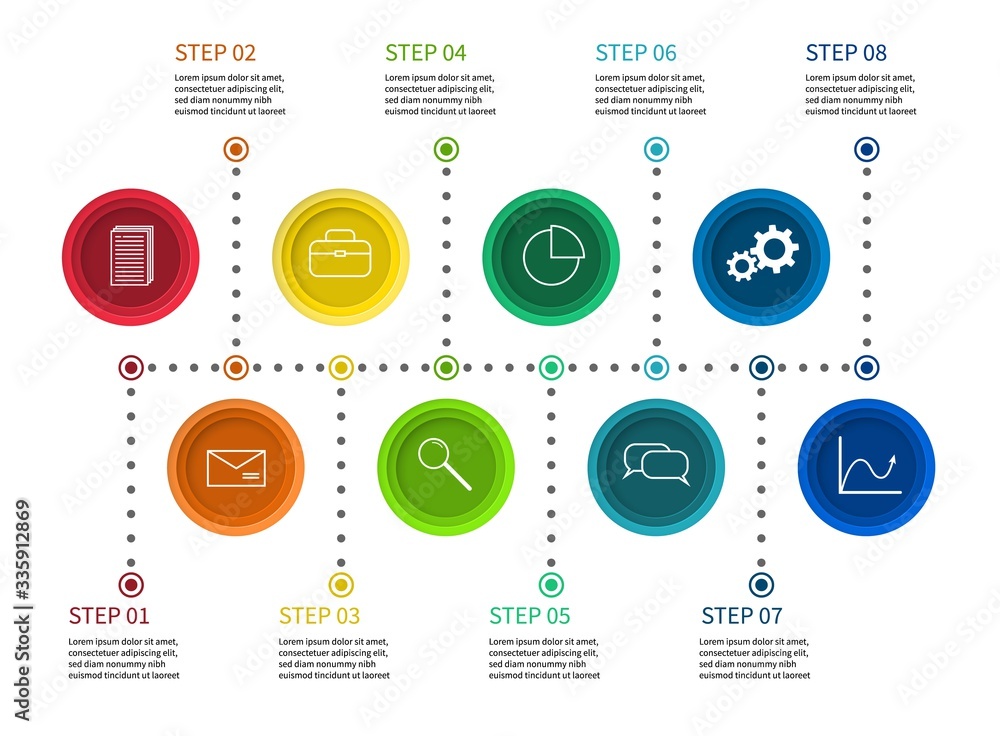 Step chart. Info process diagram, timeline with milestones. Workflow ...