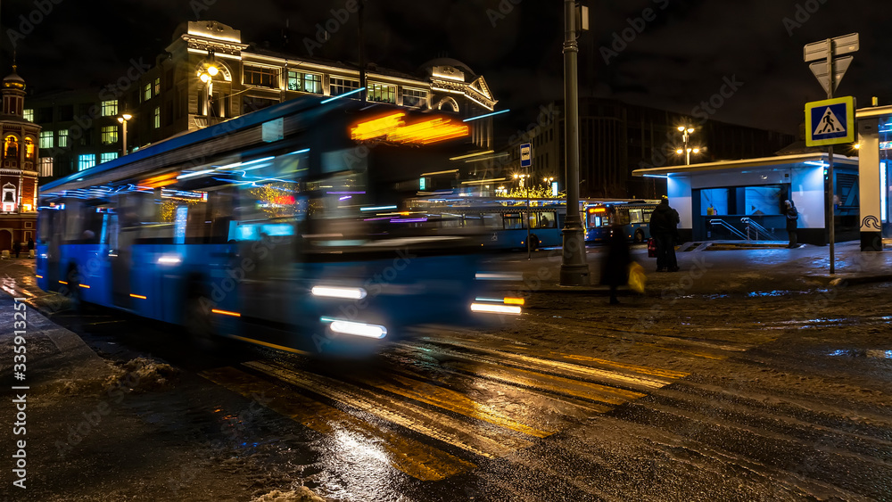 Bus traffic at the city bus terminal Stock Photo | Adobe Stock