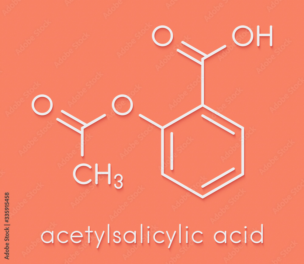 Acetylsalicylic acid (aspirin) drug molecule. Skeletal formula. Stock ...
