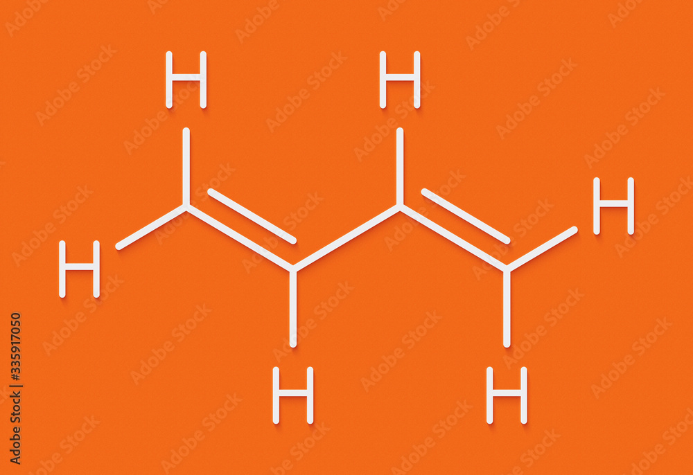Butadiene (1,3-butadiene) synthetic rubber building block molecule ...