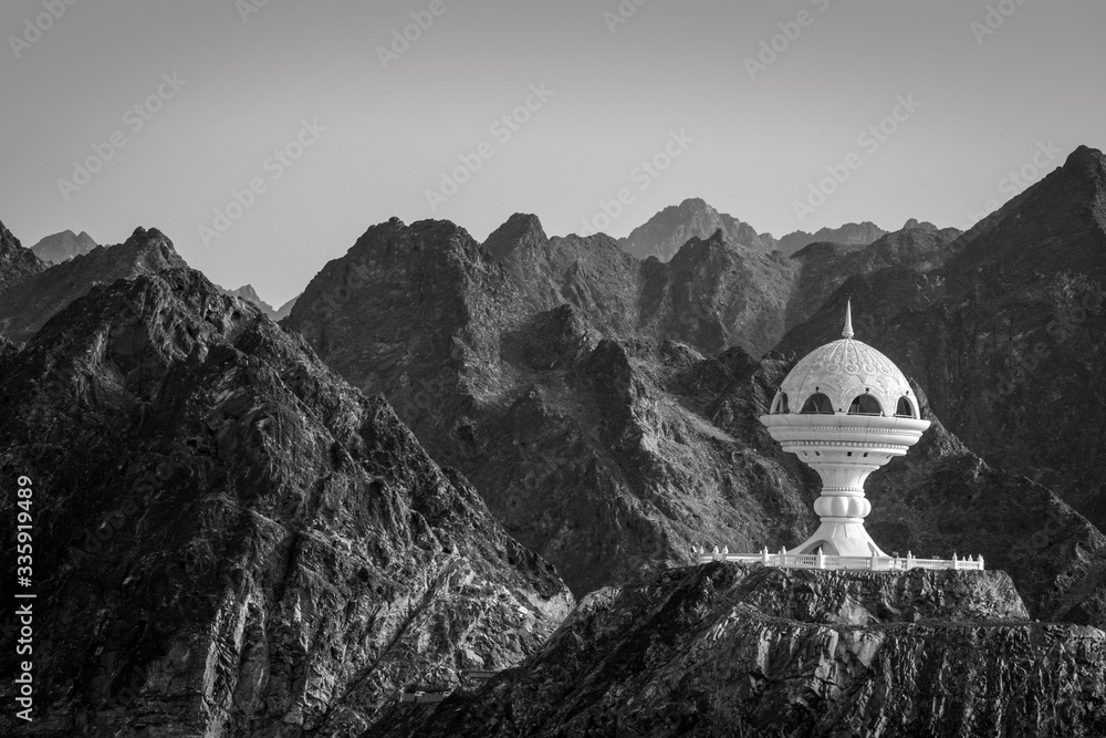 Muscat. Oman. Oman Sultanate, Muscat, Riyam Park, monument in the shape ...