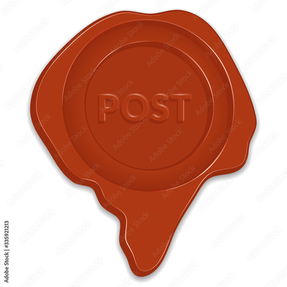 Seal wax stamp. Post imprint on a brown stamp. Isolated impress for ...