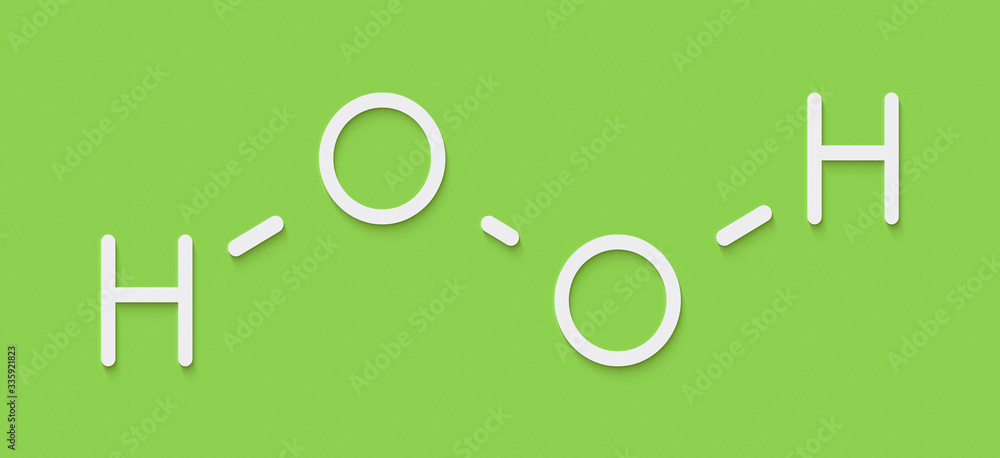 Hydrogen peroxide molecule. Reactive oxygen species (ROS). Used as ...